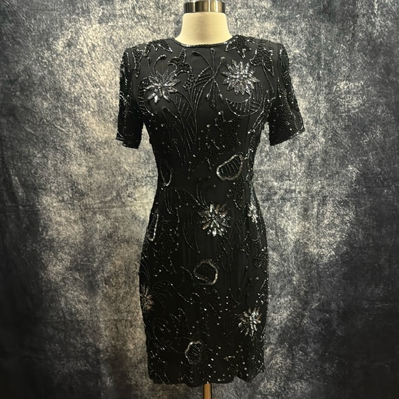 Robert Anthony | Dresses | Robert Anthony Vintage Black Silver Beaded ...